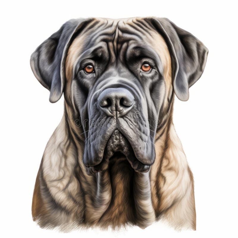 Realistic Mastiff Dog Drawing in Trompe L Oeil Style Stock Illustration ...