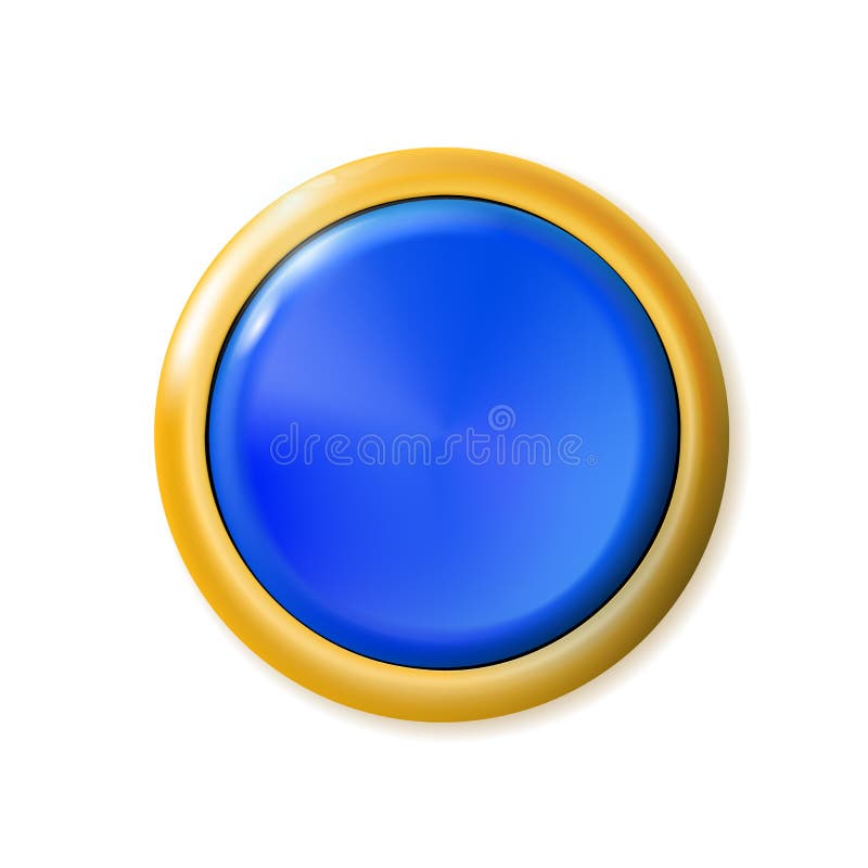Realistic Matte Blue Button. Metal Circle Ui Component. Vector ...