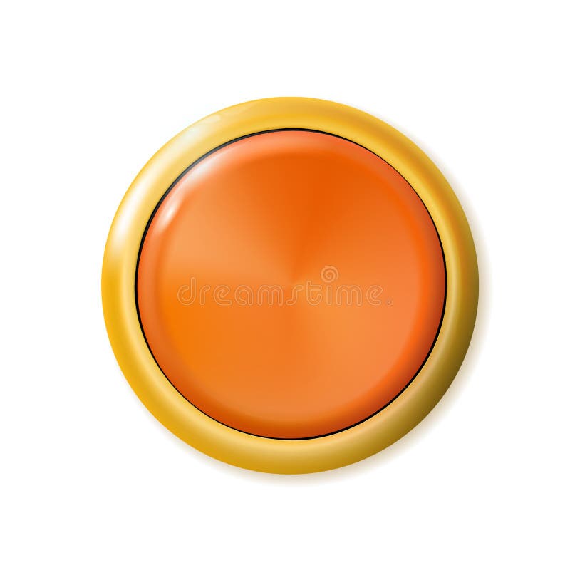 Realistic Matte Orange Button. Metal Circle Ui Component Stock Vector ...