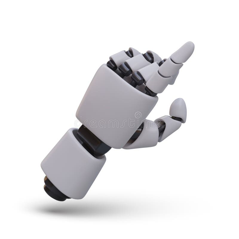 Realistic Mechanical Hand Pointing Up with Index Finger, Pressing ...