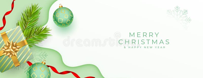 Realistic Merry Christmas Event Banner with Xmas Elements Stock Vector ...
