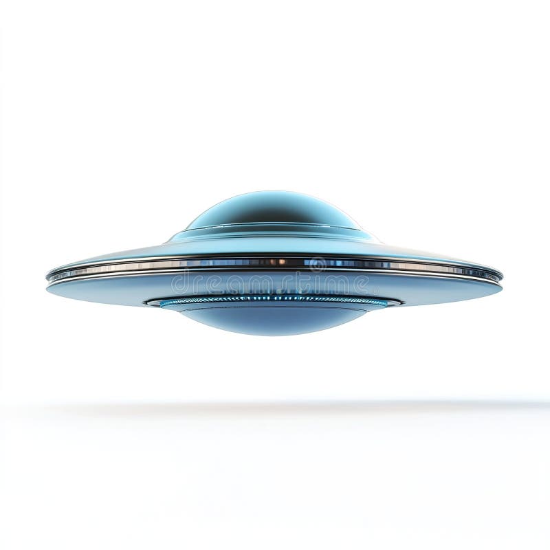 Realistic Metal Blue Flying Disk Ufo Isolated on White Background ...
