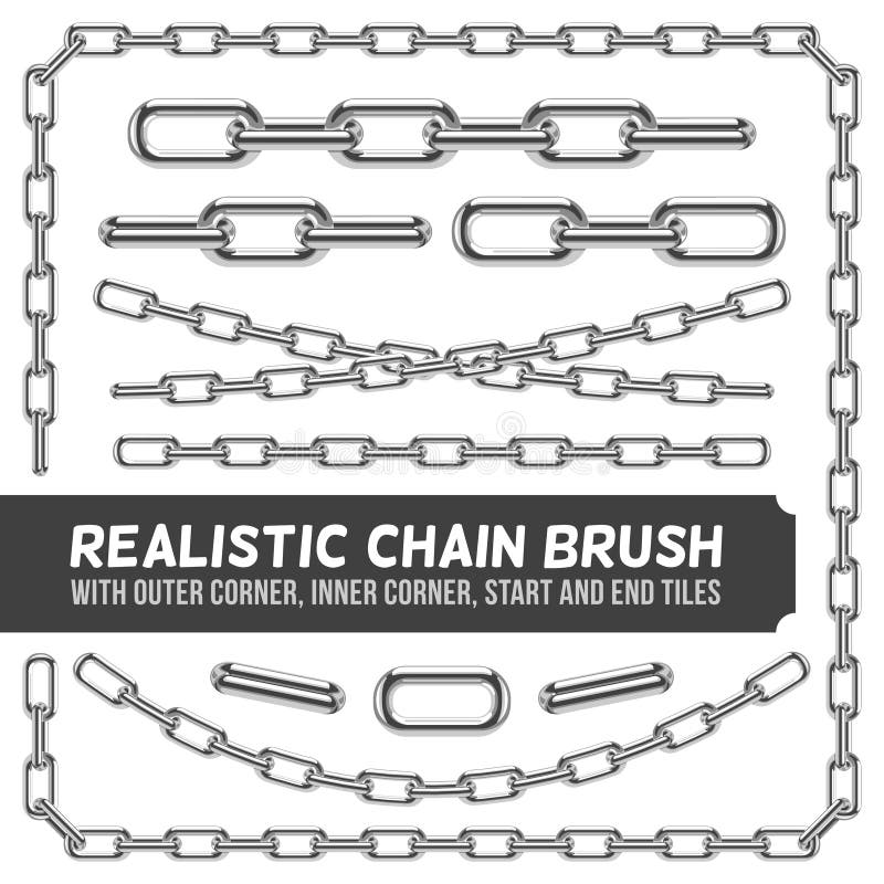 Metal Chain Links Vector Pattern Brushes Set Stock Vector ...