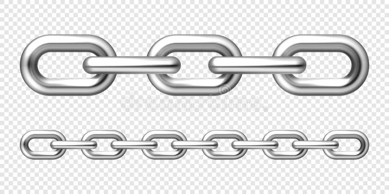 Realistic Metal Chain with Silver Links on Checkered Background. Vector ...