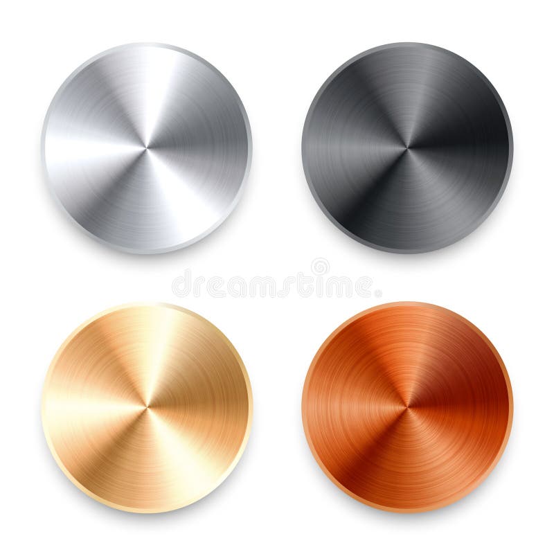 Realistic Metal Chrome Button. Silver Steel Volume Control Knob ...