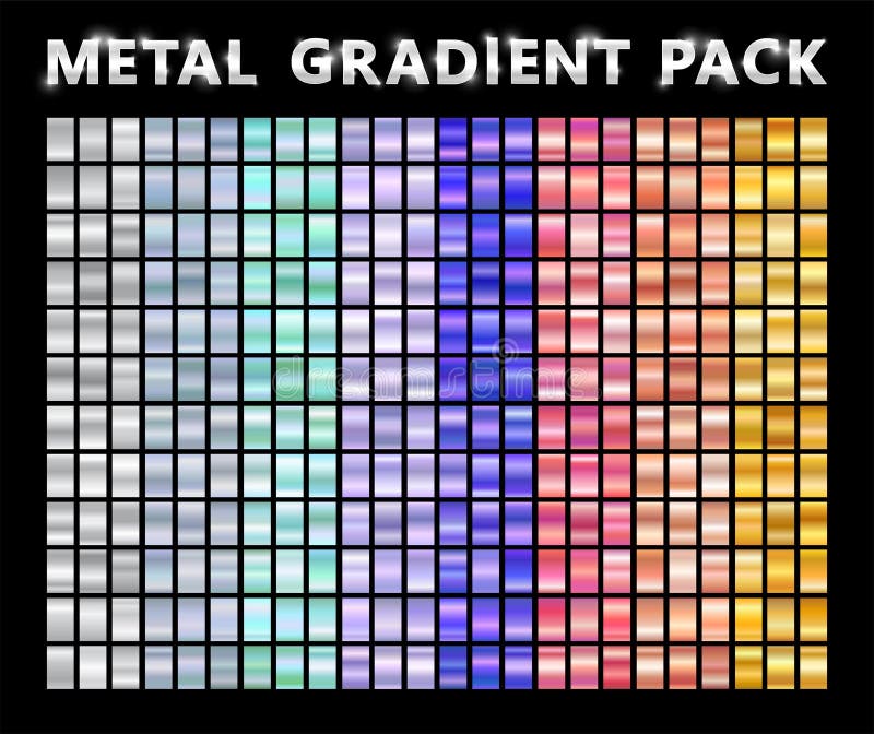 Realistic Metal Chrome Gradient Big Texture Pack Stock Vector ...
