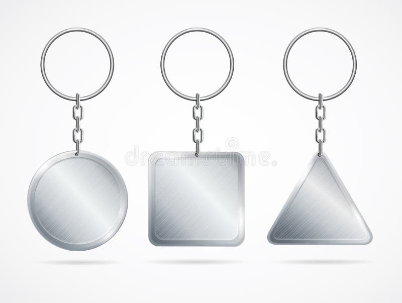 Realistic Metal Keychains Set. Vector Stock Vector - Illustration of ...