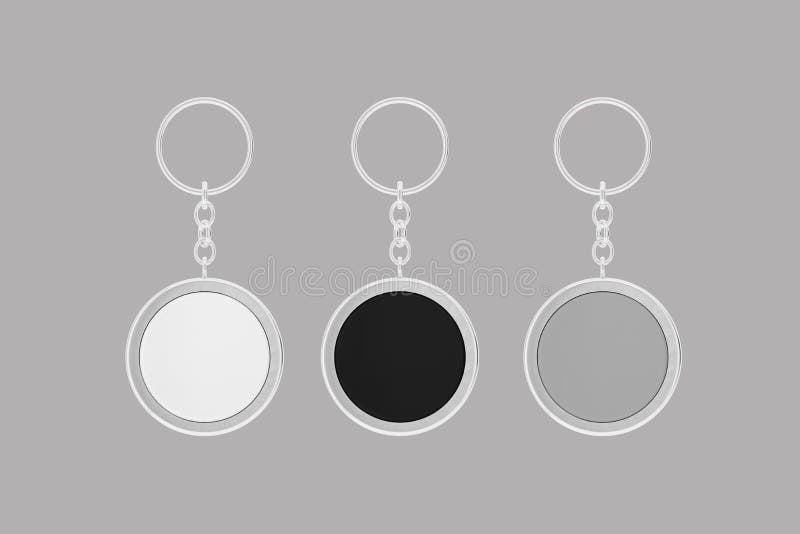 Realistic Metal And Plastic Keychains Set Round Designs Circle Shape