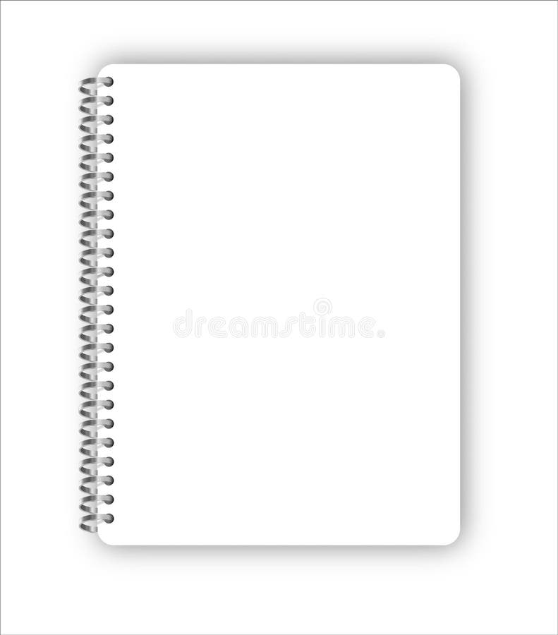 Realistic Metal Spiral Vector Blank Notebook Isolated on White Stock ...