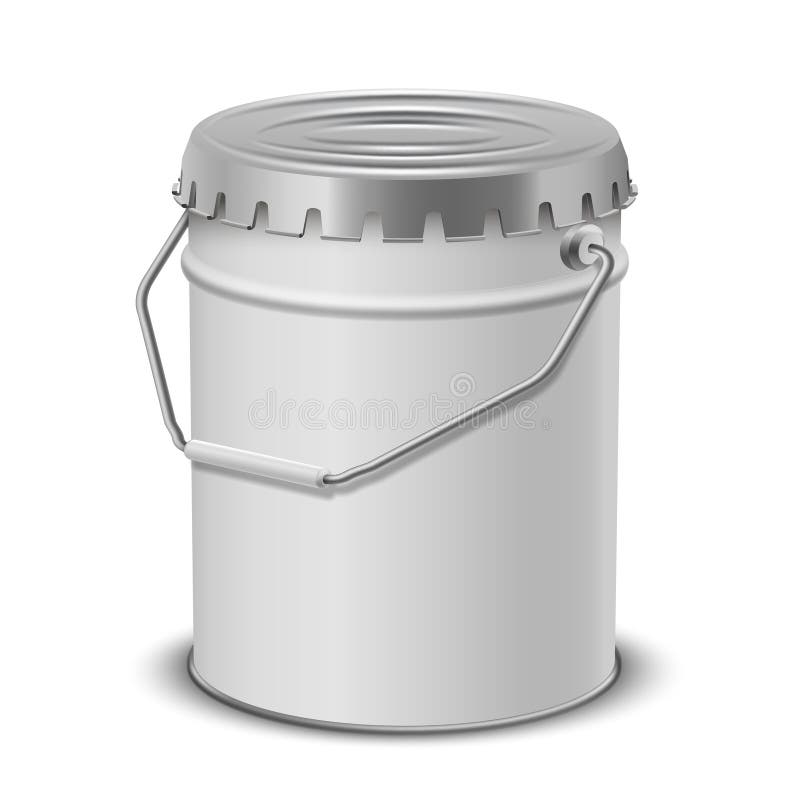 Realistic Metallic Paint Bucket with Handle and Cap 3d Template Vector ...