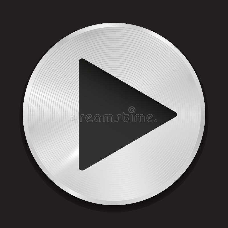 Realistic Metallic Play Button Vector Icon Stock Vector - Illustration ...