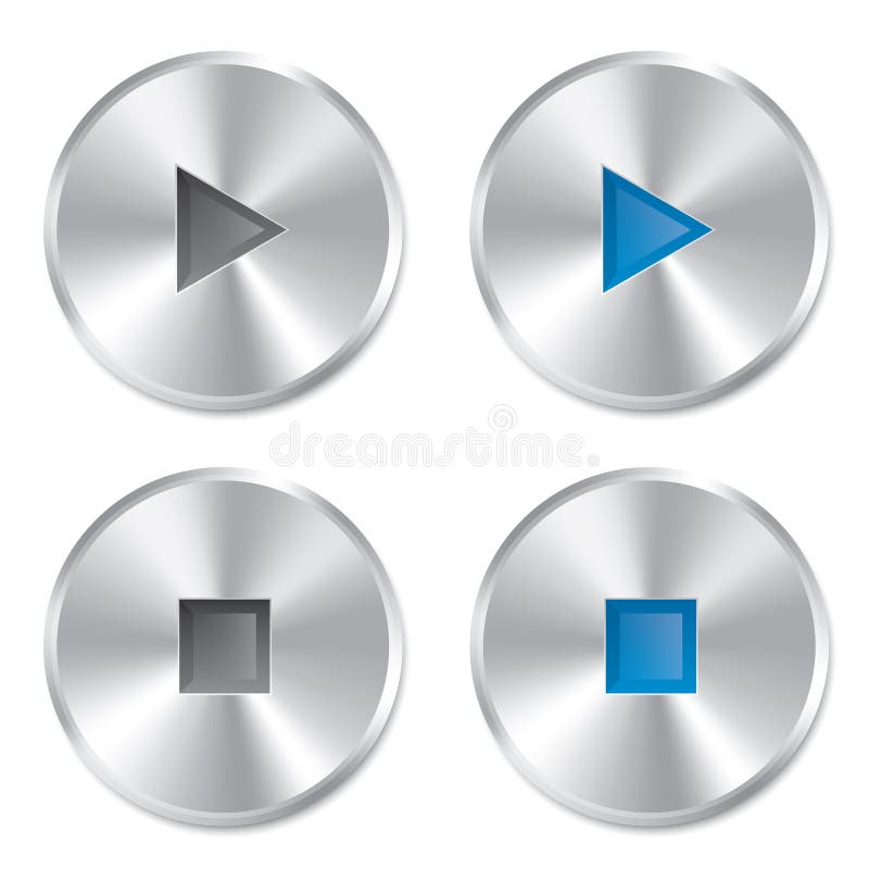 Realistic Metallic Play and Stop Player Buttons. Stock Vector ...