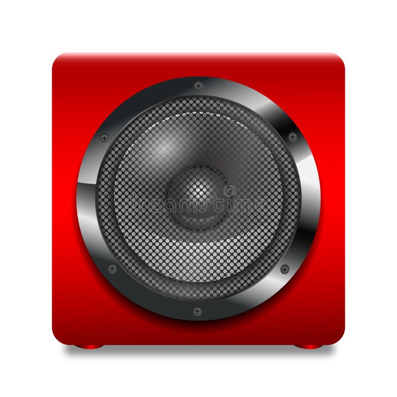 Realistic Metallic Red Speaker Isolated Stock Vector - Illustration of ...