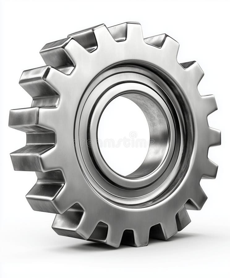 Realistic Metallic Rounded Gear Settings Icon Representing Mechanical ...