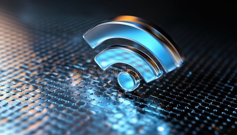 Realistic Metallic Rss Symbol on Chrome Grid with Gradient Stock Image ...