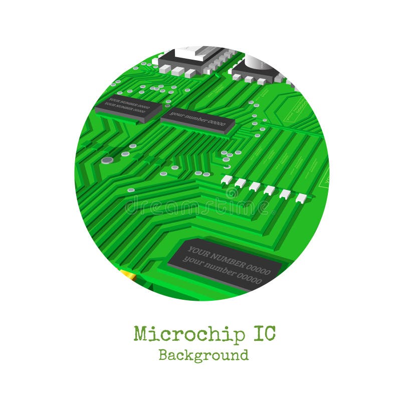 Realistic Microchip Round Frame on White Stock Vector - Illustration of ...