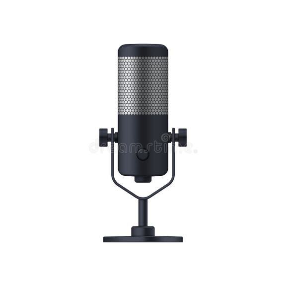 Realistic Microphone on Stand. Desktop Streamer Microphone Stock Vector ...
