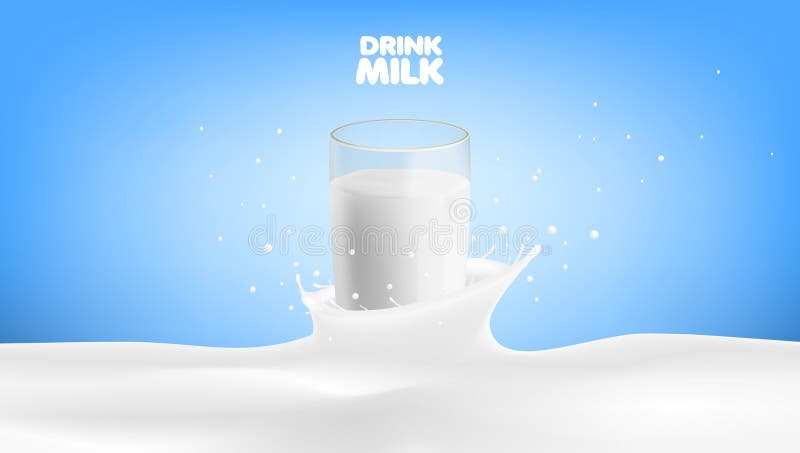 Realistic Milk in a Glass with Shadow Stock Illustration - Illustration ...
