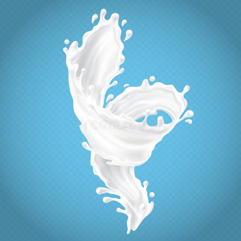 Realistic Milk Splash Isolated on Blue Background Stock Illustration ...