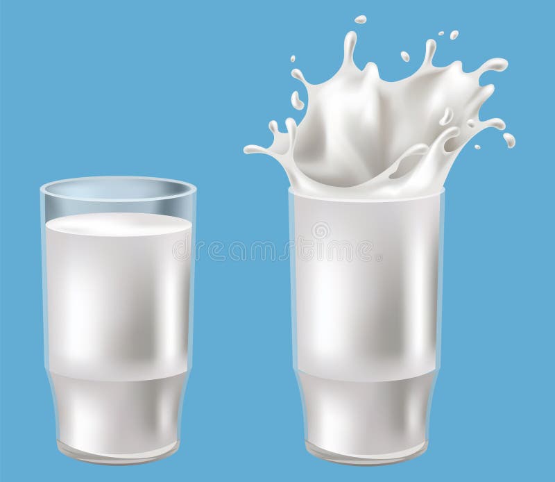 Realistic Milk Splash in a Glass Vector Illustration. Milk Poured into ...