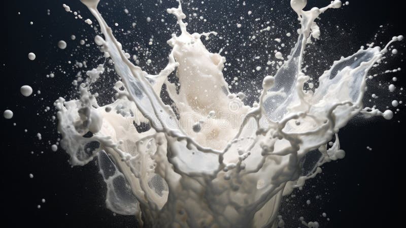 Realistic Milk Splash, Splashing in Milk Pool with Isolated on Blue ...