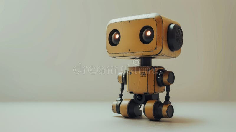 Realistic Mini Robot. Funny Mechanical Assistant on a Light Background ...