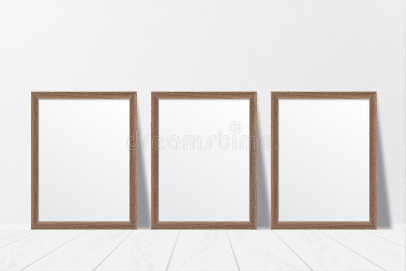 Realistic Minimalis Three Empty Frame White on the Wall Stock Photo ...