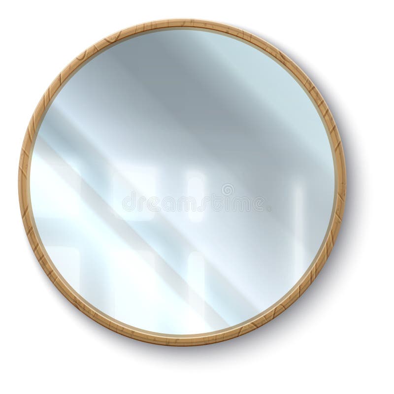 Realistic Mirror. 3D Reflective Glass Surface in Circle Frame ...