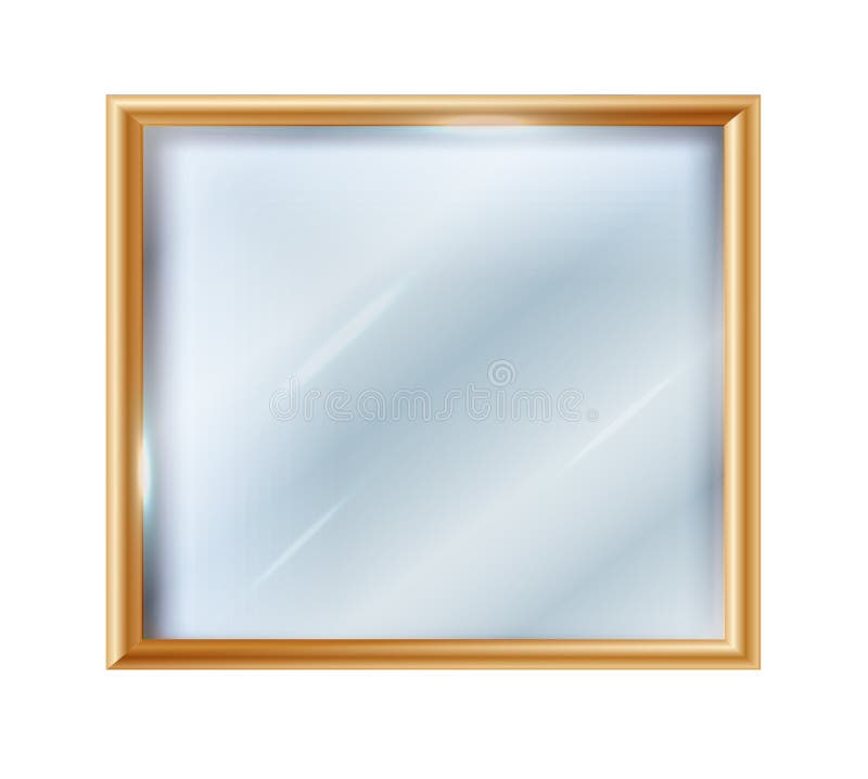 Realistic Mirror with Reflection on Glass. Geometric Mirror with Frame ...