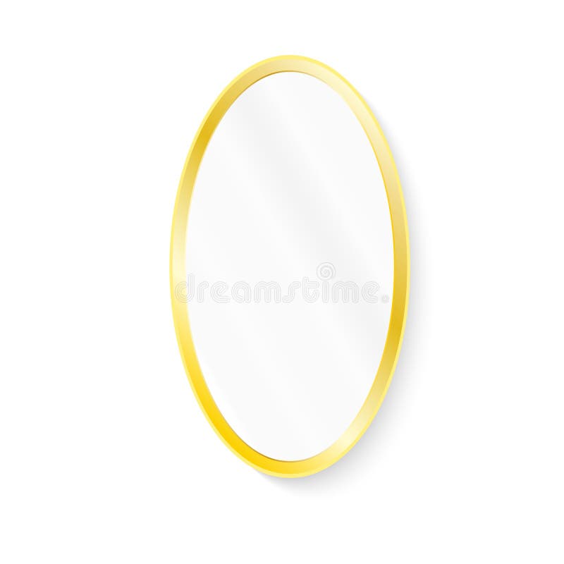 Realistic Mirrors Set. Reflective Mirror Surface in Golden Frame ...