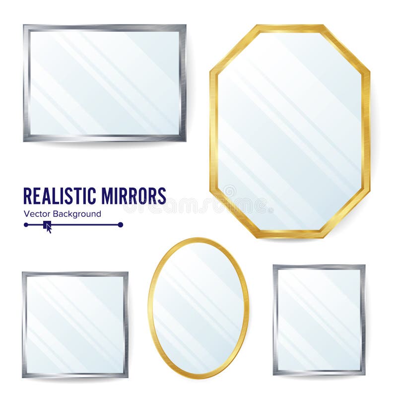 Realistic Mirrors Set Vector. Decoration Mirror with Reflection ...