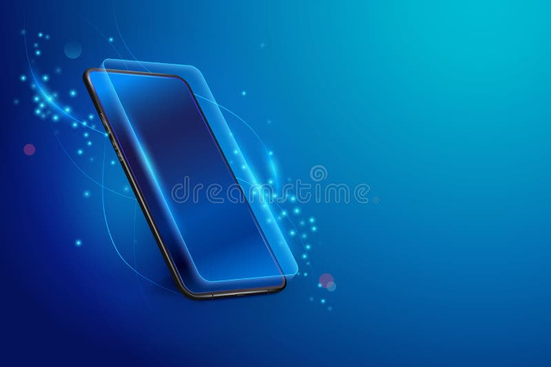 Realistic Mobile Phone with Glowing Elements. Building User Interface ...