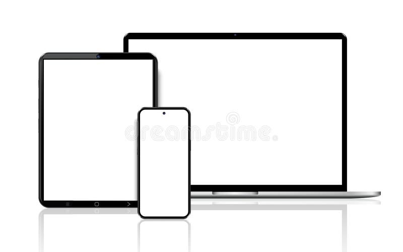 Realistic Mock Up Computer, Laptop, Tablet, Phone Stock Vector ...