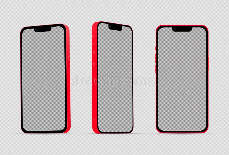 Realistic Mockup without Background Red Mobile Phone - Vector Stock ...