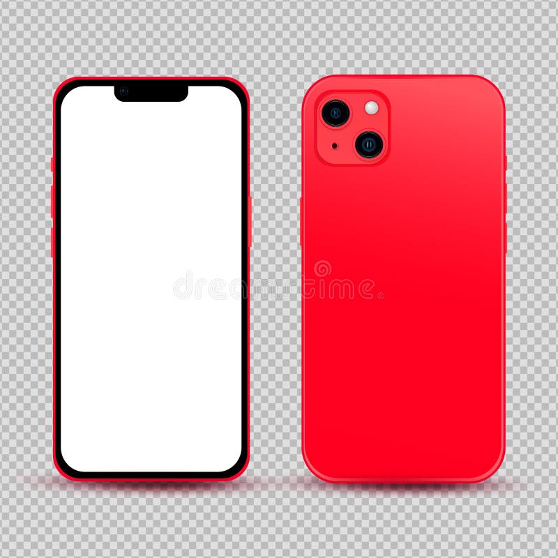 Realistic Mockup without Background Red Mobile Phone - Vector Stock ...