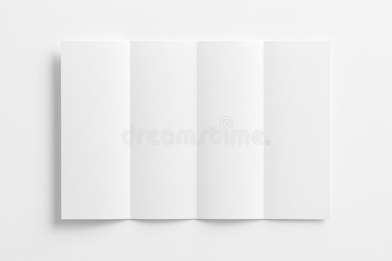 Blank Four-Panel Folded Leaflet Mockup on White Background Stock ...