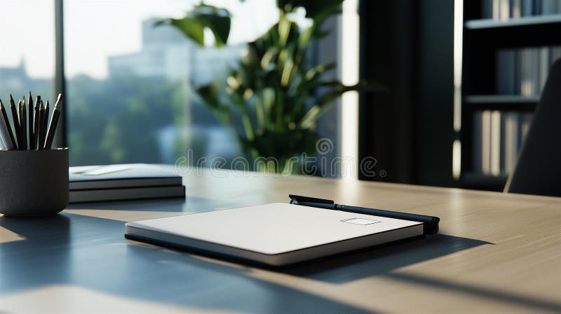 Realistic Mockup of a Branded Notepad with a Custom Logo in an Office ...