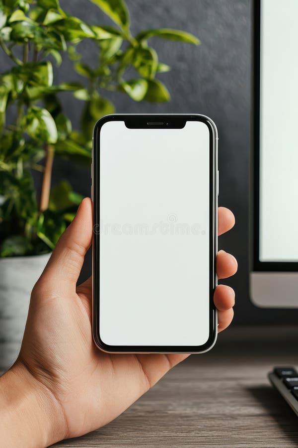 Realistic Mockup of a Hand Holding an IPhone with a Blank Screen for ...
