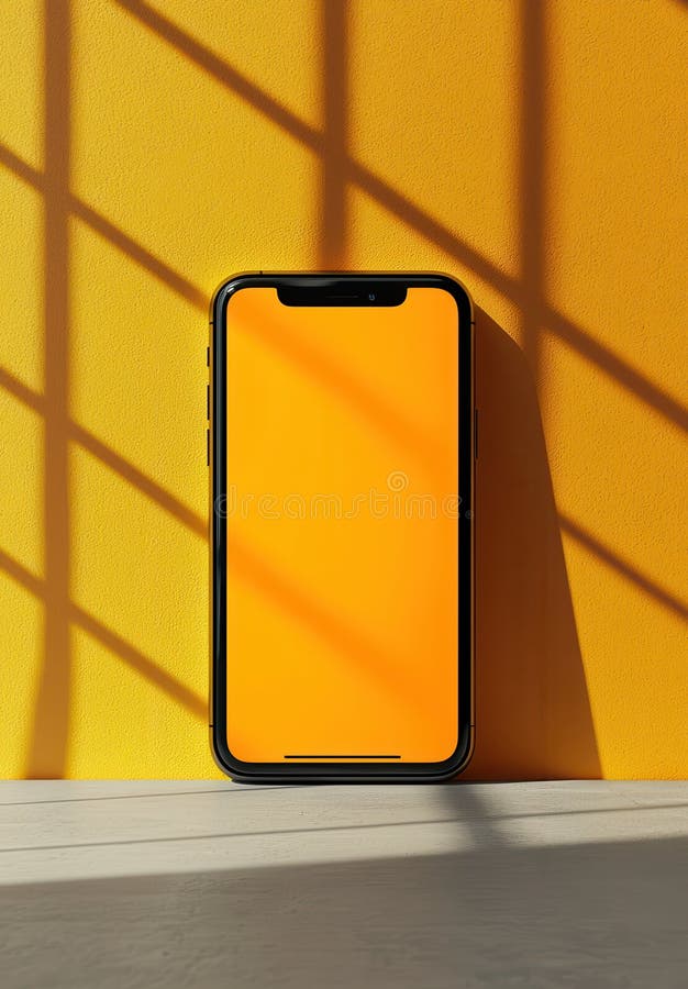 Realistic Mockup of an IPhone Against a Bright Yellow Background with ...