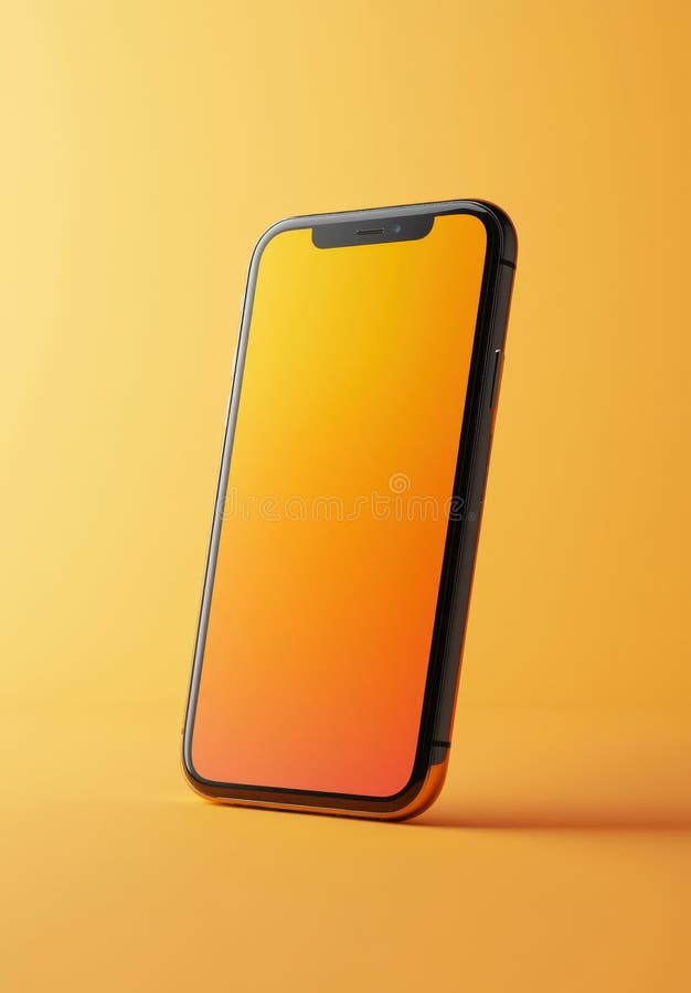 Realistic Mockup of an IPhone Against a Bright Yellow Background with ...