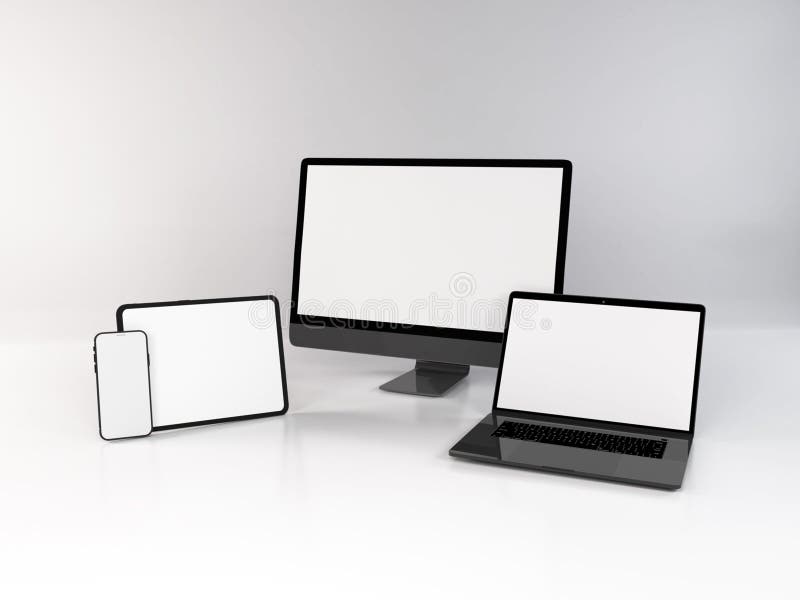 Realistic Mockup of Multiple Responsive Devices 3D Illustration ...
