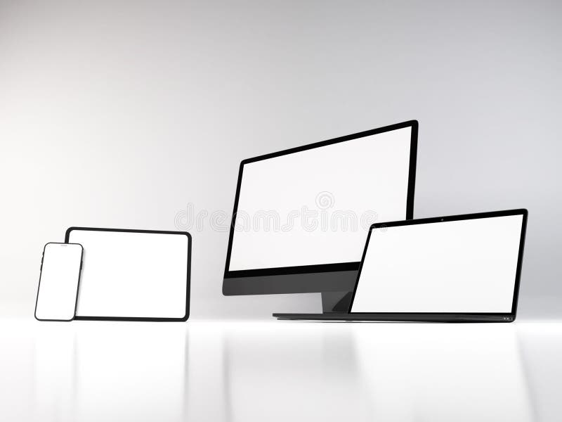 Realistic Mockup of Multiple Responsive Devices 3D Illustration ...