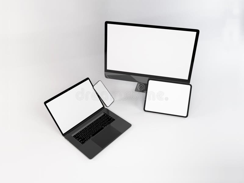 Realistic Mockup of Multiple Responsive Devices 3D Illustration ...