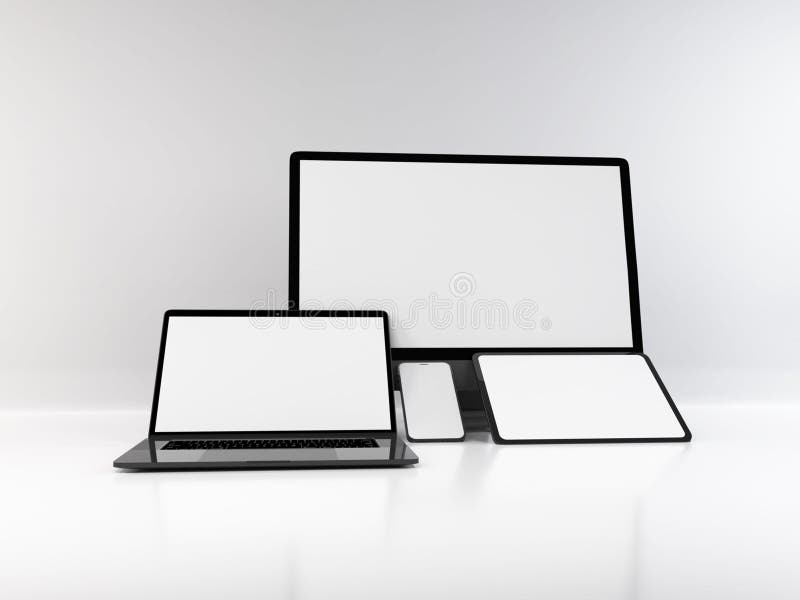 Realistic Mockup of Multiple Responsive Devices 3D Illustration ...