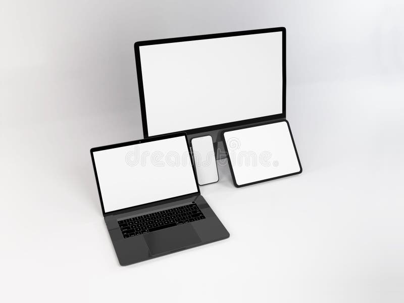 Realistic Mockup of Multiple Responsive Devices 3D Illustration ...