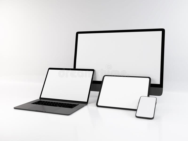Realistic Mockup of Multiple Responsive Devices 3D Illustration ...