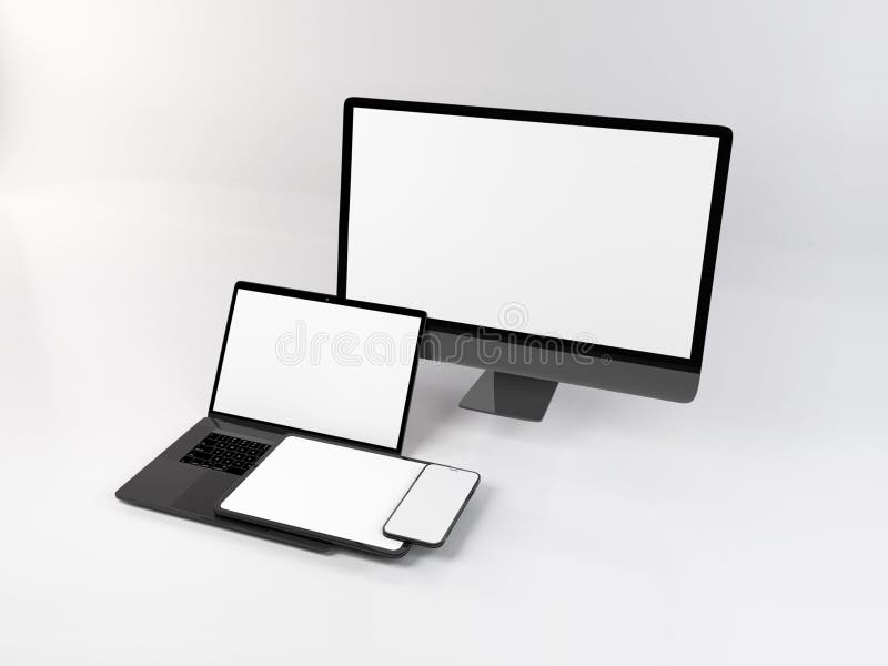 Realistic Mockup of Multiple Responsive Devices 3D Illustration ...