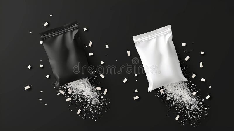 A Realistic Mockup of a White and Black Box of Sugar Sticks. the Box is ...
