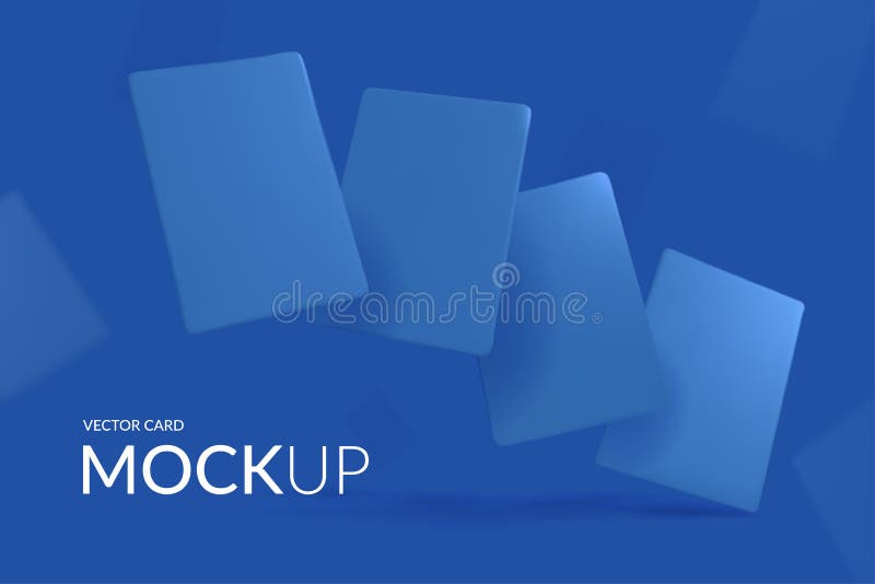 Realistic Mockups of Blue Cards Floating in the Air Background Stock ...