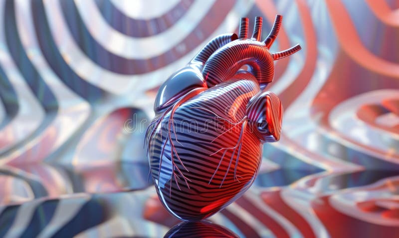 Realistic Model of a Human Heart on Abstract Geometry Background Stock ...